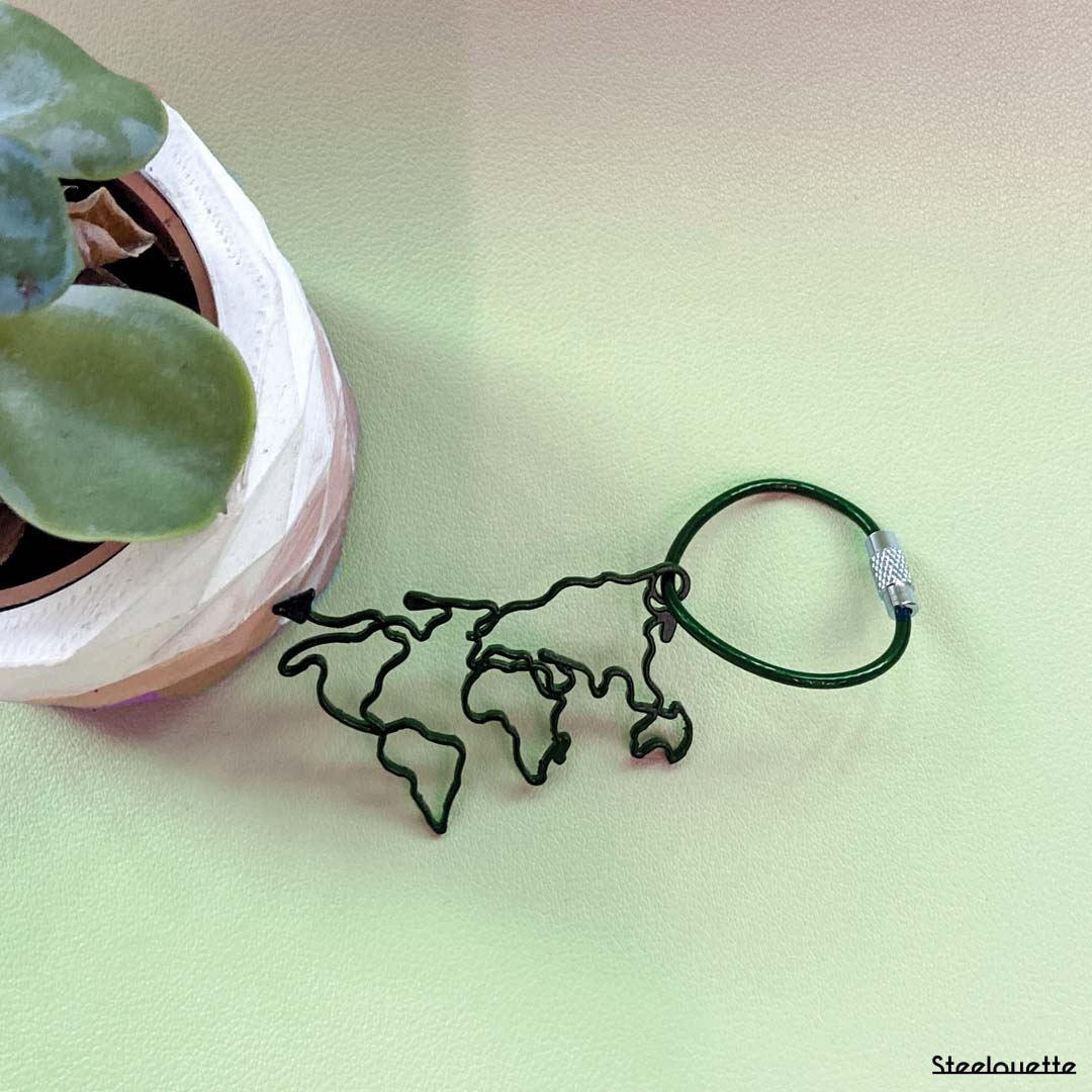 World Map Keychain – Steelouette